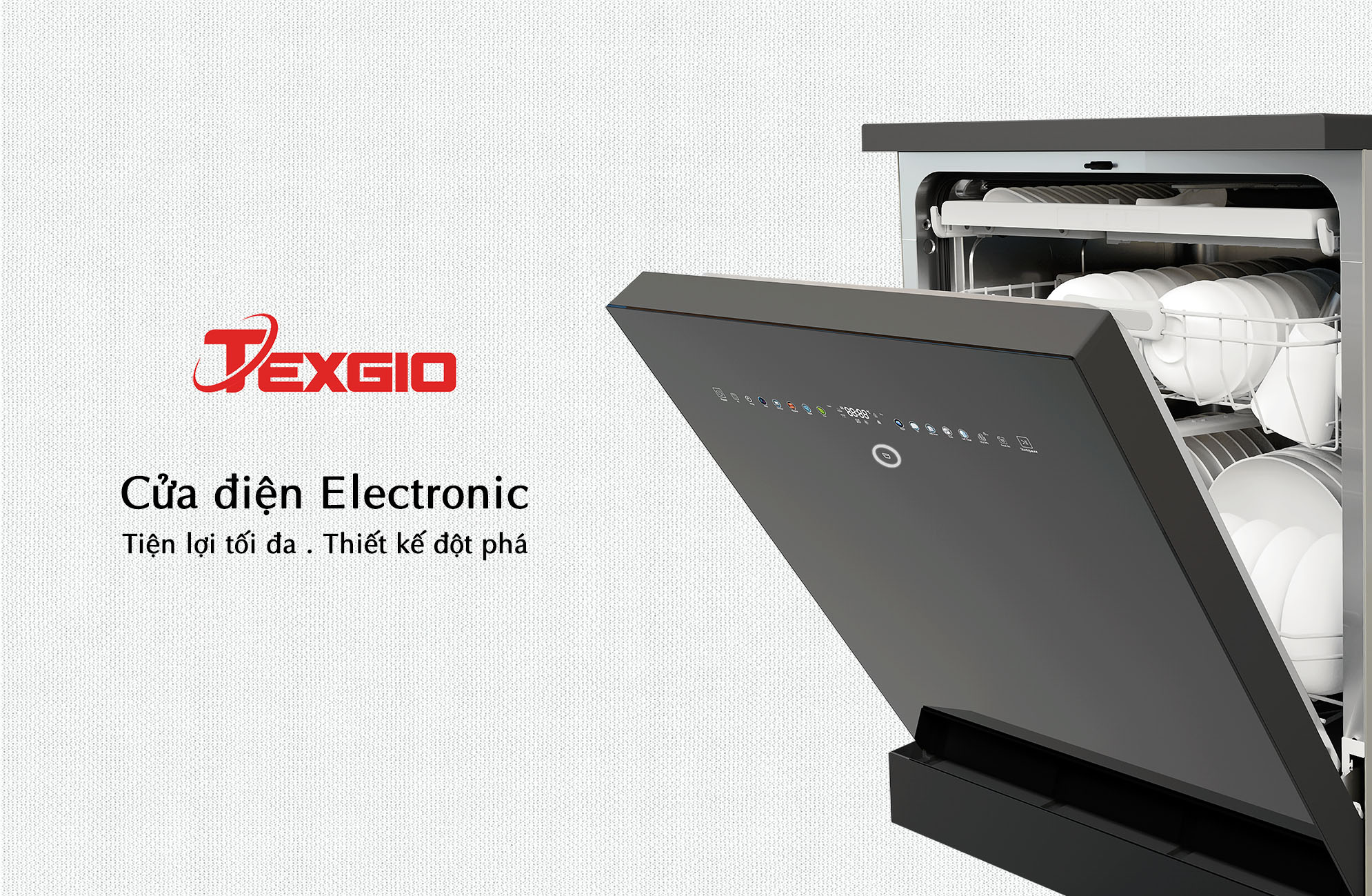 Texgio Dishwasher TGDM795B Smart Pro - Máy rửa chén bát 16 bộ, Sấy khí nóng, Màn hình màu siêu ...